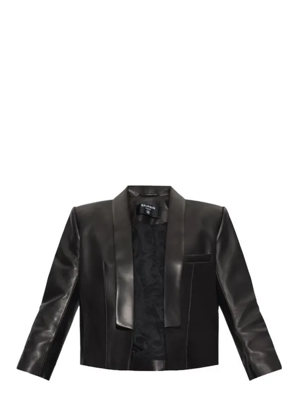 Balmain Leather Spencer Jacket - Black