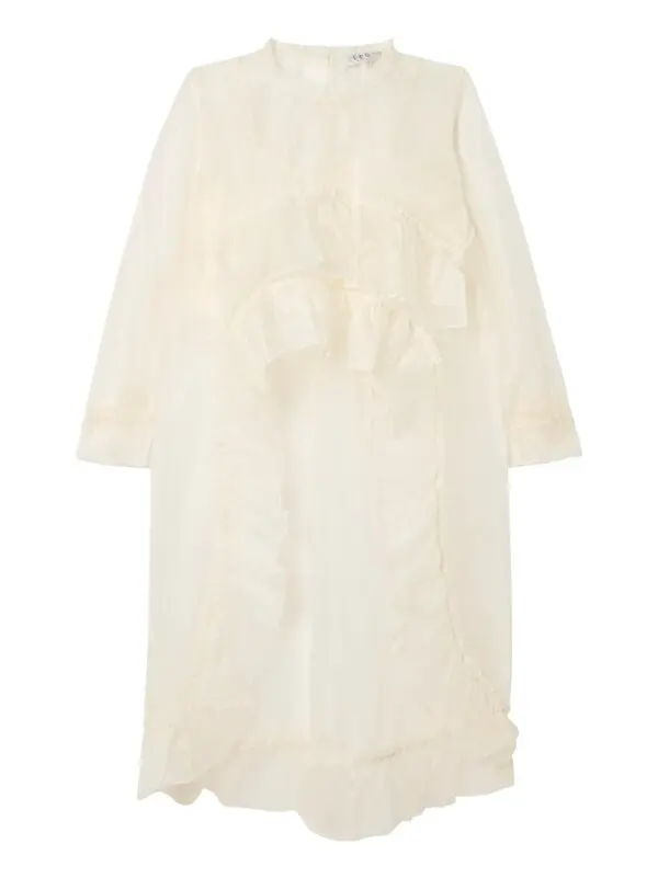 Sea Lightweight Silk Organza Ruffled Top - White