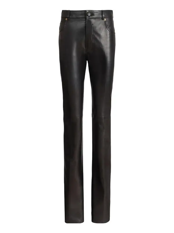 Balmain High-waisted Leather Trousers - Black