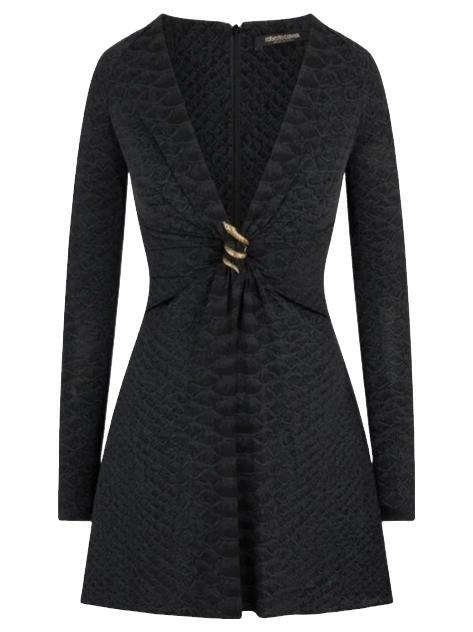 Roberto Cavalli Serpentine Textured Mini Dress - Black