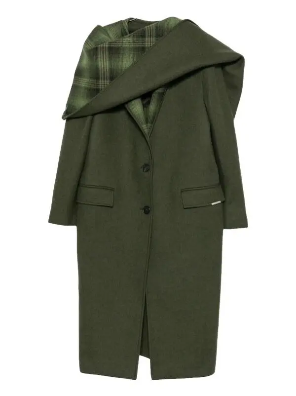 Attico Single-breasted Coat With Detailed Scarf - No