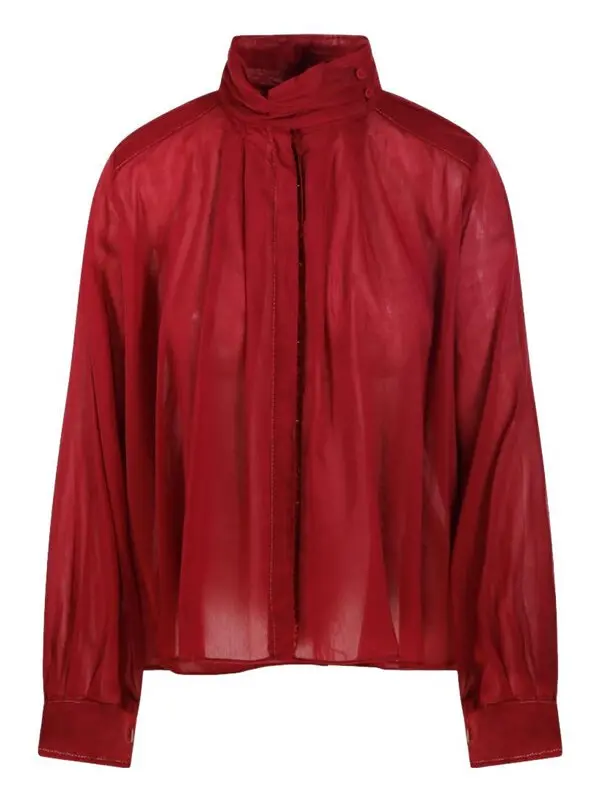 FORTE_FORTE Long Sleeve High Neck Cover-up - Red
