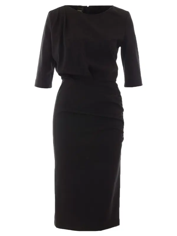 Pinko Draped Ruched-detail Midi Dress - Black
