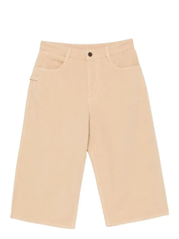 LEMAIRE Logo-patch Wide-leg Denim Shorts - Straw