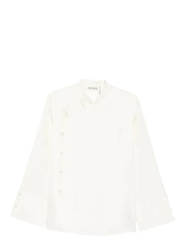 RÓHE Mandarin Collar Shirt With Wide Cuffs - White