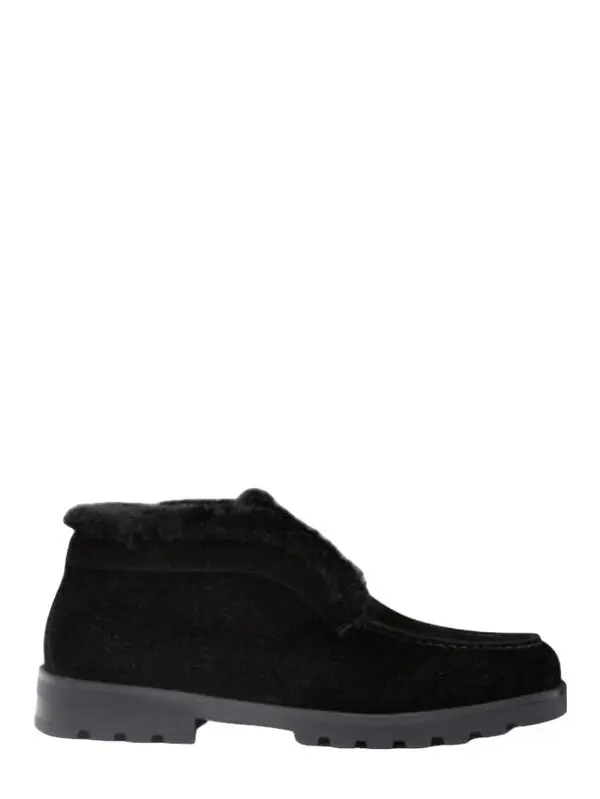 Santoni Suede Desert Boots With Lambswool Trim - Black