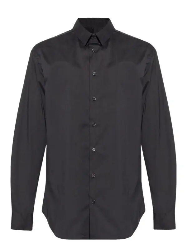 Giorgio Armani Curved Hem Poplin Shirt - Black