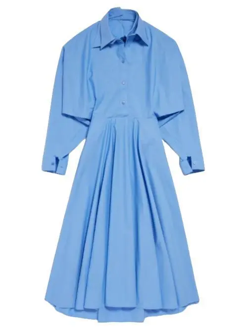 Balenciaga Long Poplin Dress - Light Blue