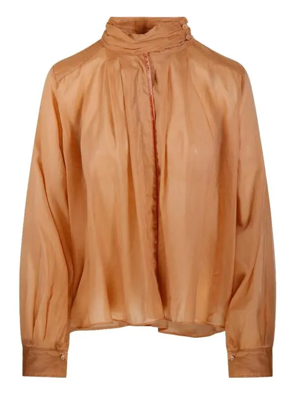 FORTE_FORTE Long Sleeve Turtleneck Shirt - Brown