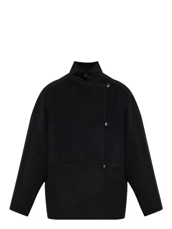 RÓHE Stand-collar Oversized Jacket With Leather Buttons - Black