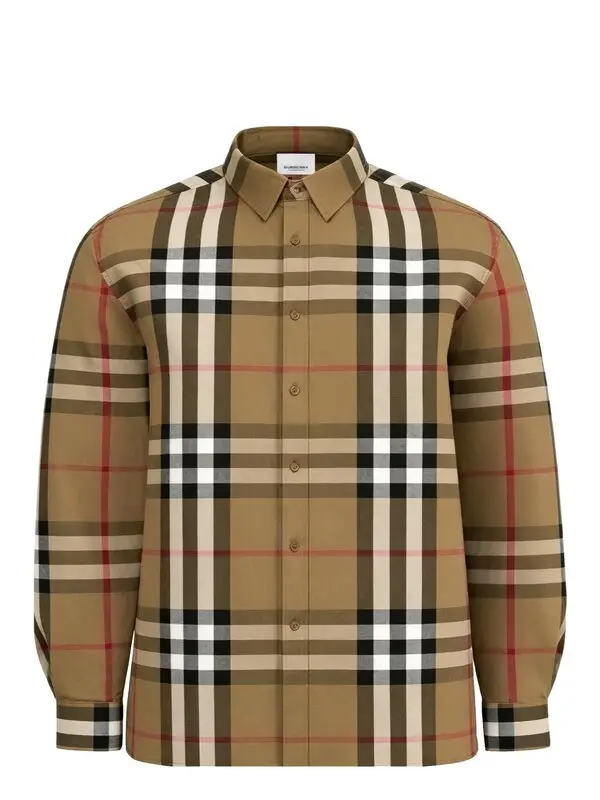 Burberry Long-sleeved Plaid Shirt - Brown