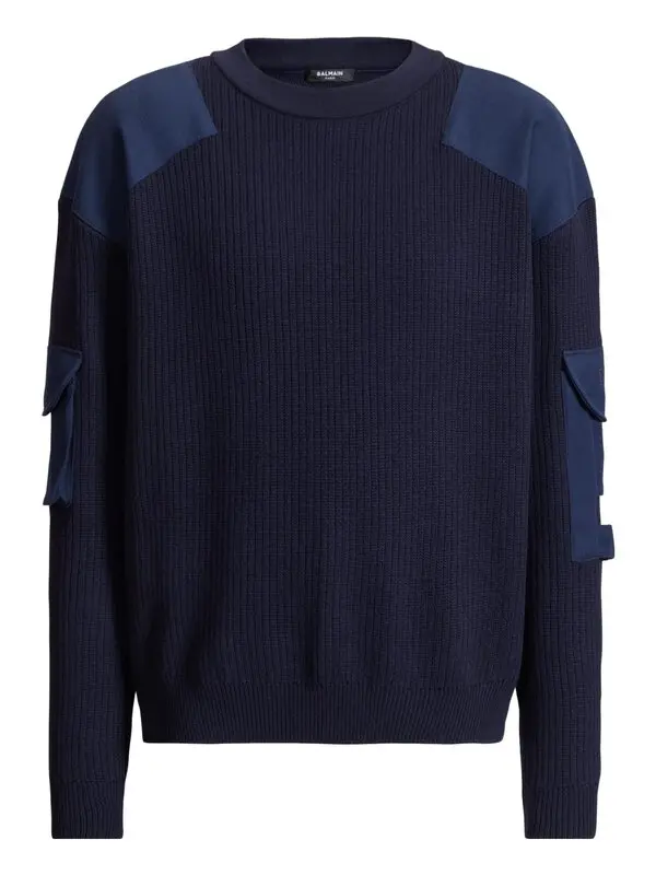 Balmain Wool Utility Jumper - Blue