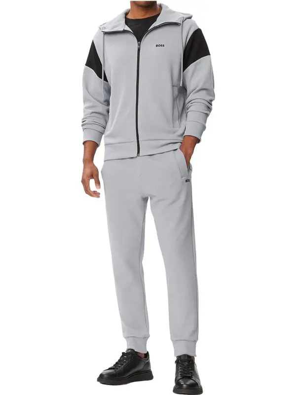 Hugo Boss Two-piece Set With Zip-up Hooded Jacket And Tapered Pants - Gray