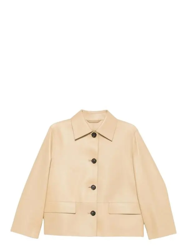 TOTEME Button-up Leather Jacket - Nude