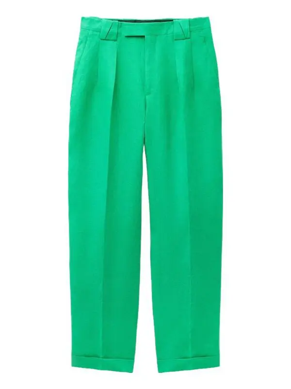 Versace Pleated Tailored Trousers With Medusa Hardware - Green