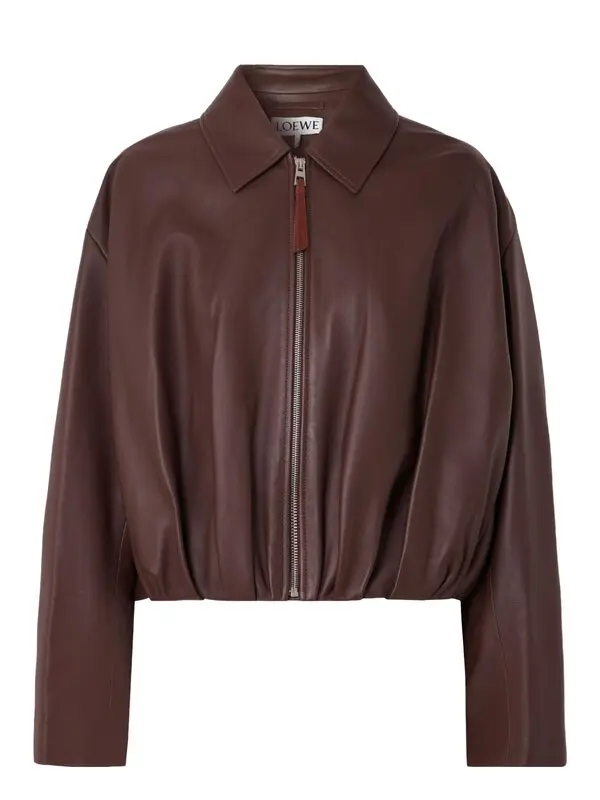 Loewe Balloon Leather Jacket - Chocolate-colored