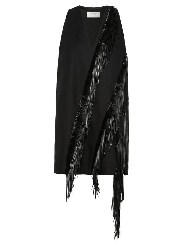 Sportmax Fringed Geometric V-neck Dress - Black