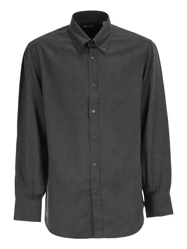 Brunello Cucinelli Button-down Inverted-pleat Shirt - Black