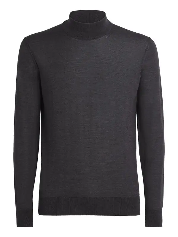 Pal Zileri Wool-silk Funnel Neck Sweater - Grey
