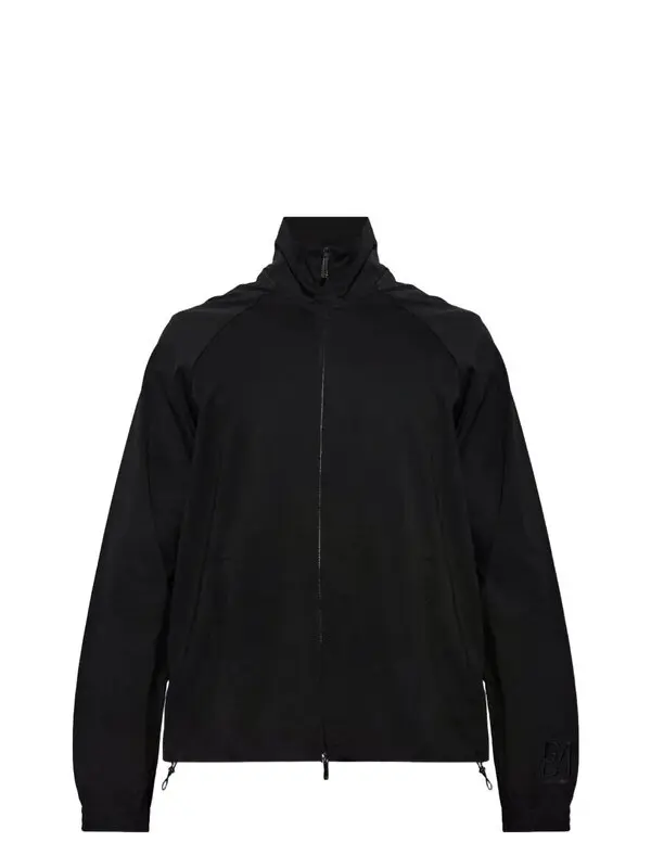 Emporio Armani Logo-embroidered Zip-up Cardigan - Black