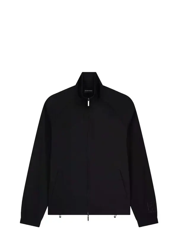 Emporio Armani Logo-embroidered Zip-up Cardigan - Black