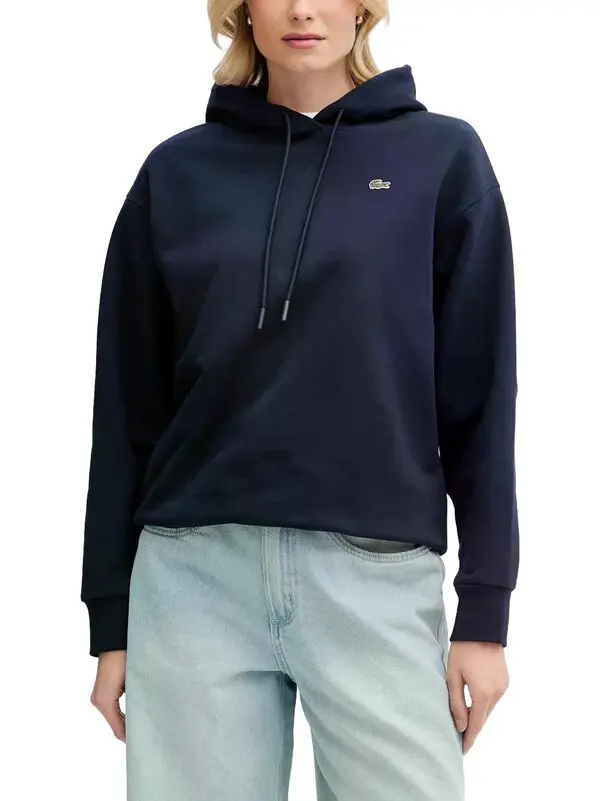 Lacoste Logo Patch Drawstring Hoodie - Blue