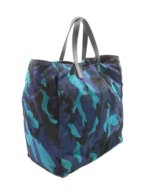 Prada 2000s Camouflage Print Tote Bag - Blue