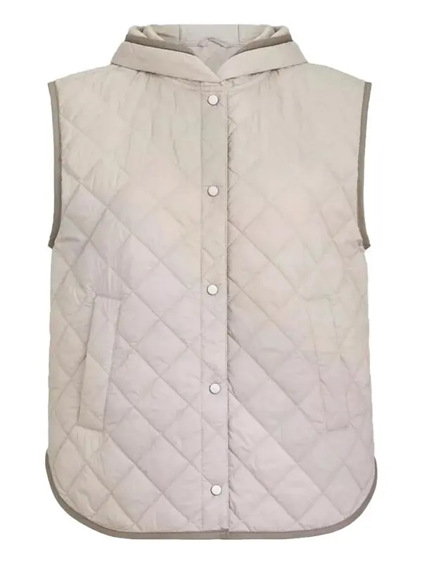 Brunello Cucinelli Lightweight Matte Nylon Quilted Vest With Hood - Neutrals