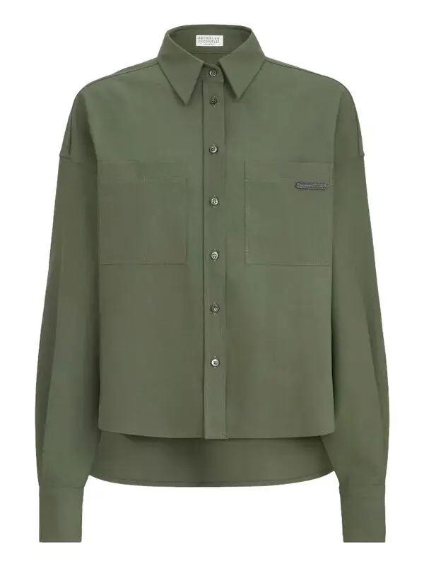 Brunello Cucinelli Tropical Luxury Wool Shirt - Green