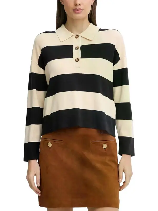 PEDRO DEL HIERRO Striped Polo-collar Sweater - Neutrals