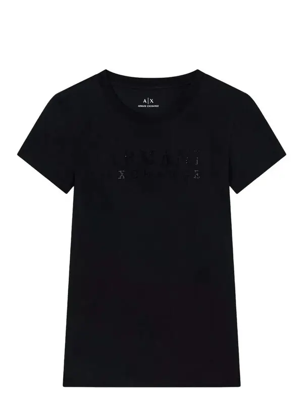 Armani Exchange Rhinestone Embellished Logo T-shirt - Black