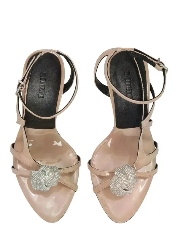 ROTATE BY BIRGER CHRISTENSEN Knot Patent Leather Ankle Strap Sandals - Neutrals