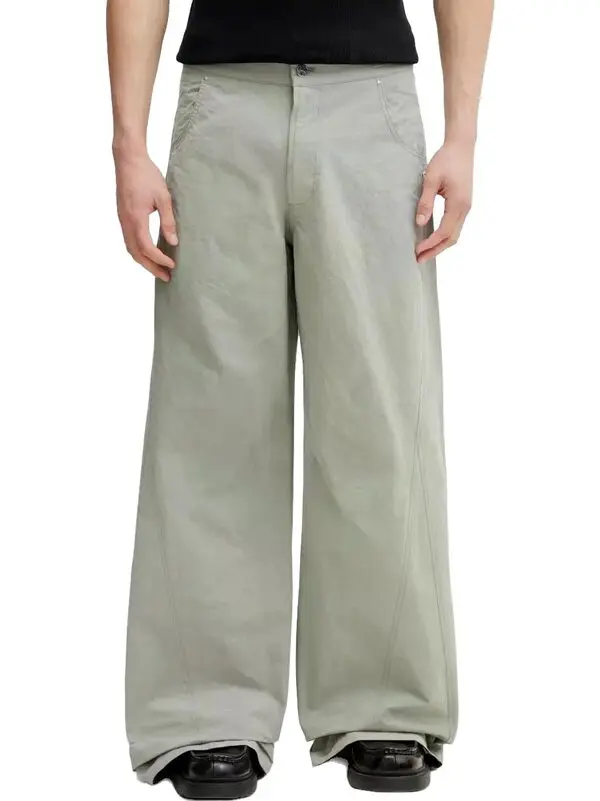 HELIOT EMIL Seam Detail Wide-leg Trousers - Grey