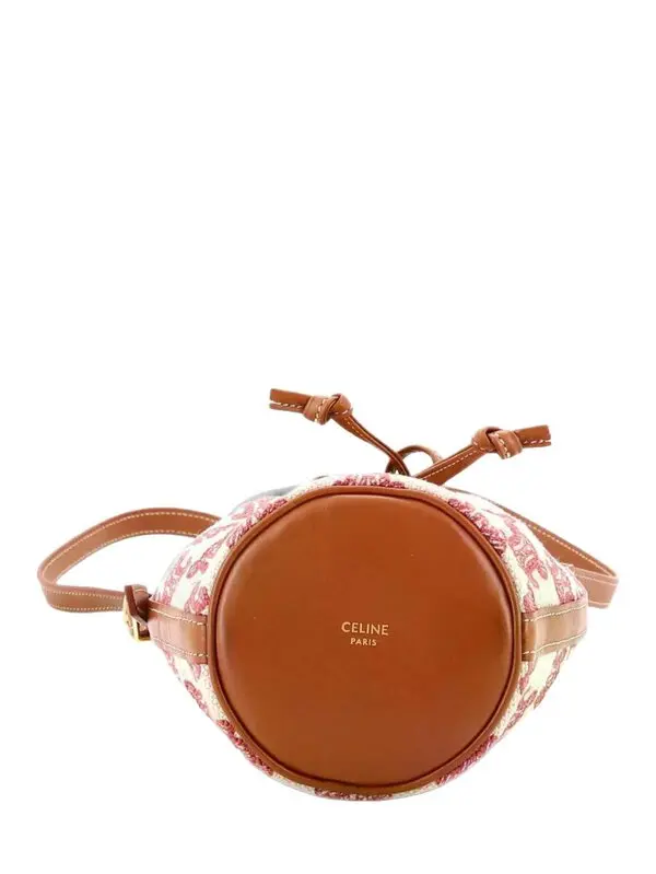 Celine Drawstring Triomphe Canvas Micro Bucket Bag - Brown