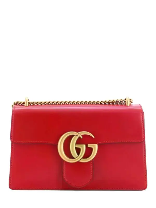 Gucci Gg Marmont Chain Leather Medium Shoulder Bag - Red