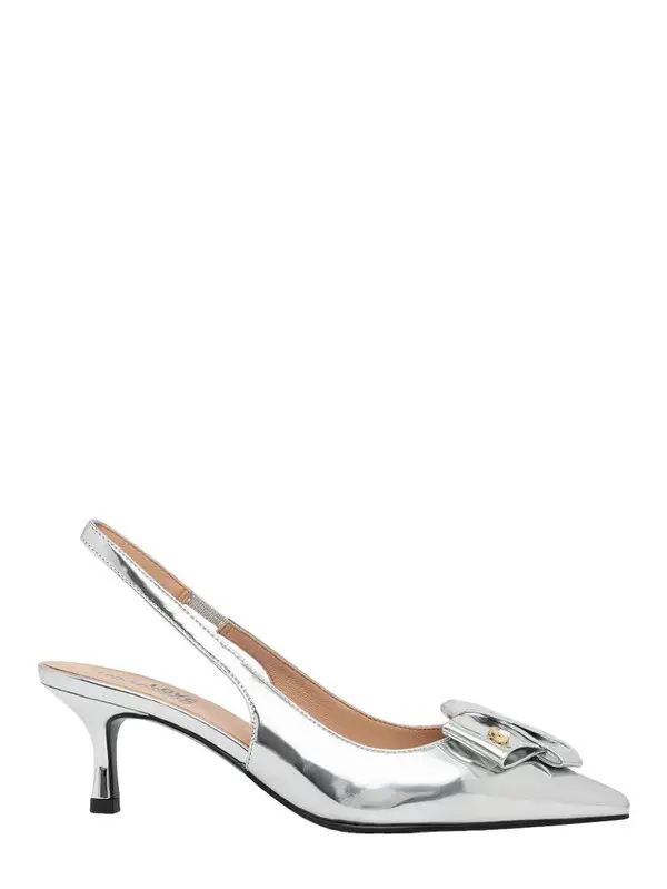 Moschino Bow Detail Slingback Pumps - Silver