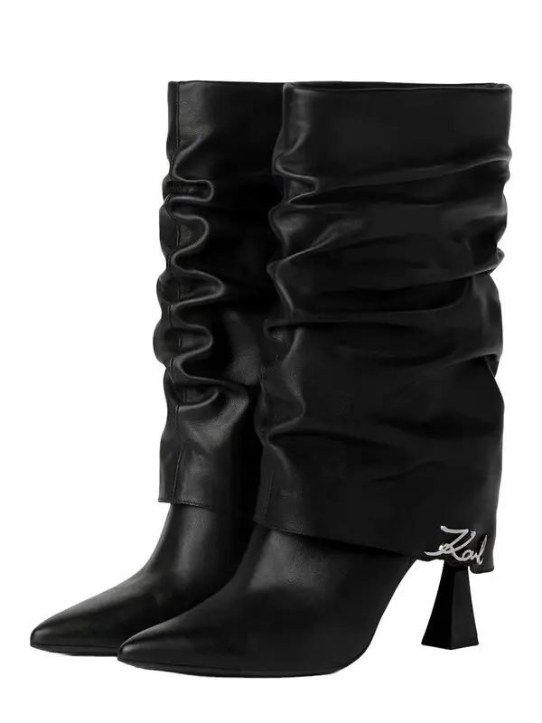 Karl Lagerfeld Debutante Midi Slouch Boots - Black