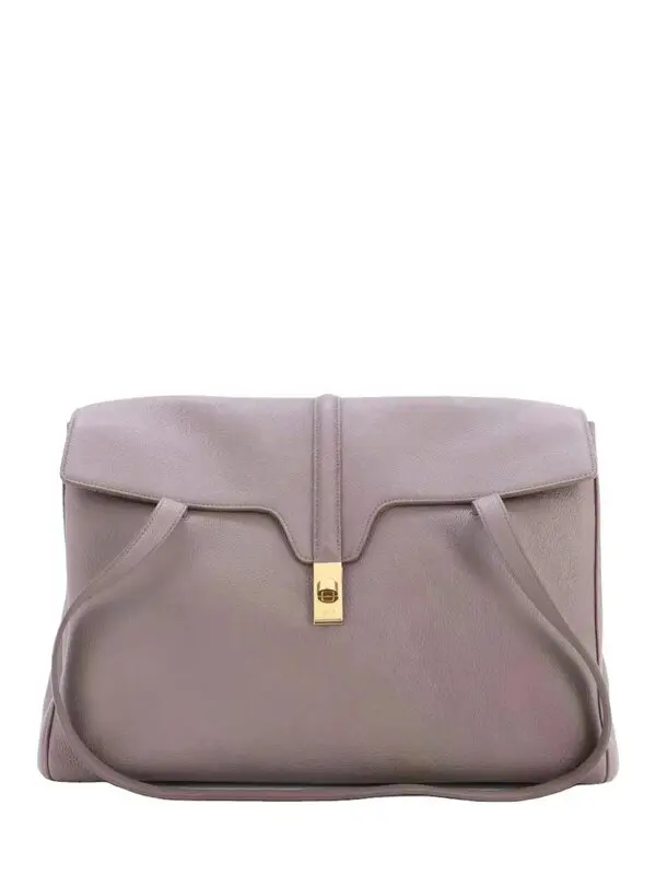 Celine Soft 16 Bag Grained Calfskin Large Shoulder Bag - Grey