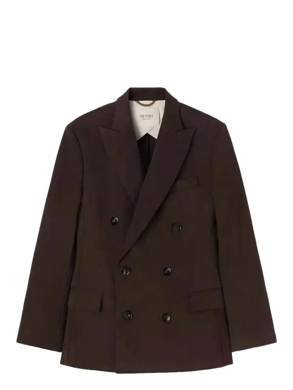 RETORI Retrofi Double-breasted Linen Blazer - Brown