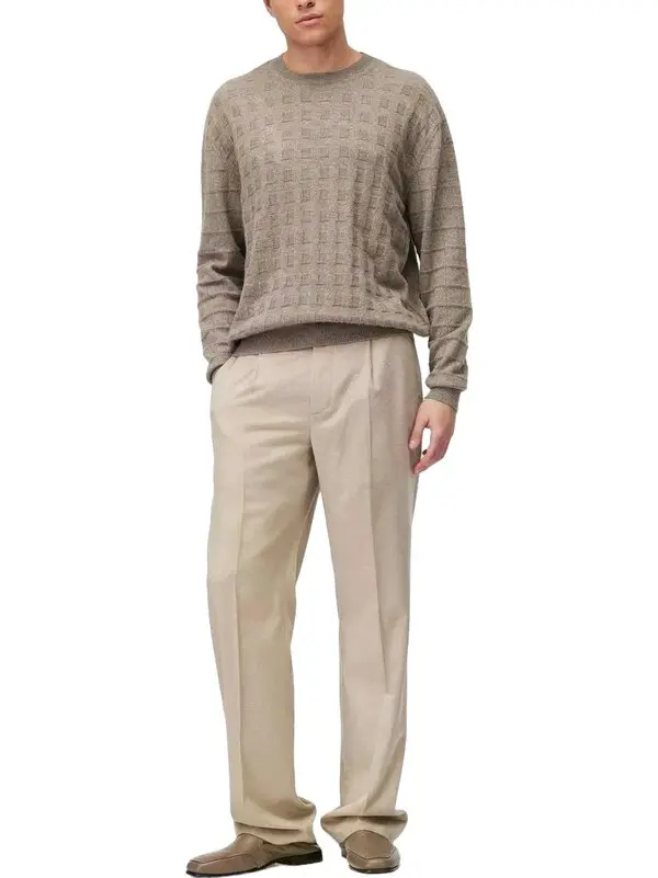 RETORI Retro Window Crew-neck Sweater - Brown