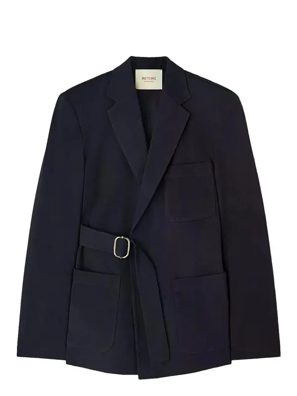RETORI Belted Denim-effect Jacket - Blue