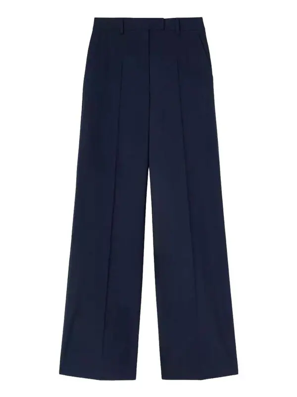 RETORI Retro: Navy Pleated Wide-leg Trousers - Blue