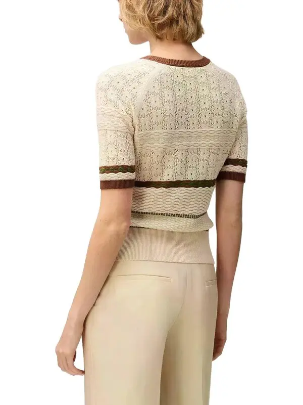 RETORI Retro Mix-stitch Knit T-shirt - Neutrals