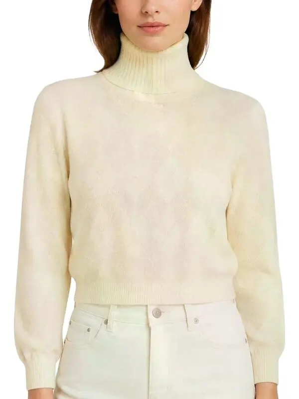 RETORI Retro: Argyle Jacquard Turtleneck Sweater - Neutrals