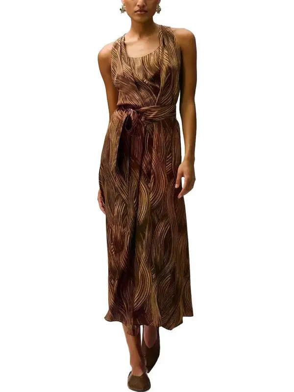 RETORI Retrofete Printed Silk Midi Dress - Brown