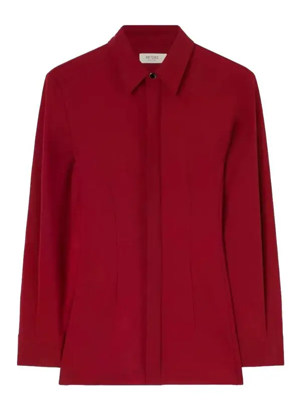 RETORI Fitted Shirt With Jewel Button Detail - Red