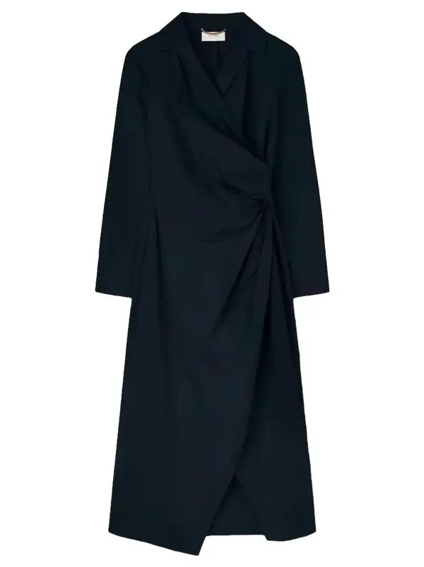 RETORI Retroff Long Sleeve Draped Cotton Midi Dress - Blue