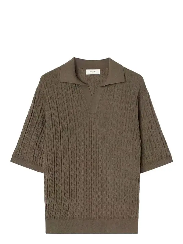 RETORI Micro-argyle Superfine-cotton T-shirt - Green