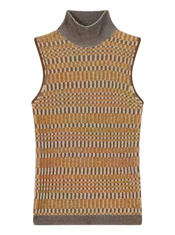 RETORI Retrofi Micro-check Sleeveless Top - Brown