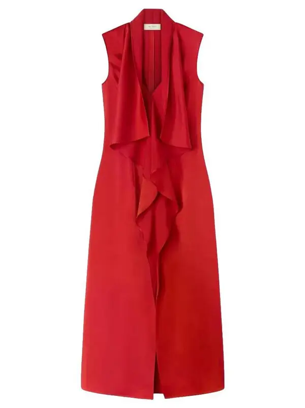 RETORI Retroli Draped V-neck Sleeveless Midi Dress - Red